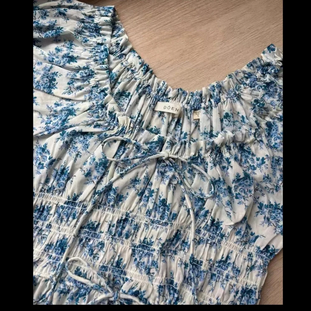Doen | Dresses | Doen Blue And White Floral Smocked Midi Dress | Poshmark